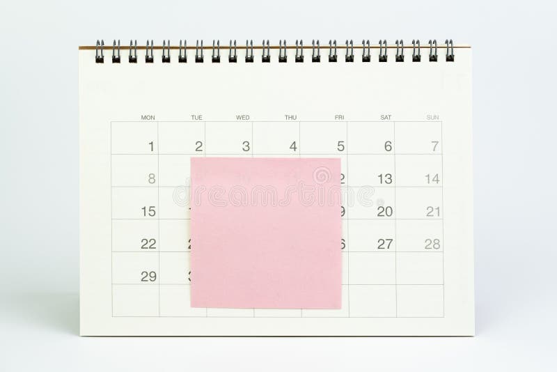 Pink Blank Sticky Note with Copy Spce for Putting Text on Calendar on ...