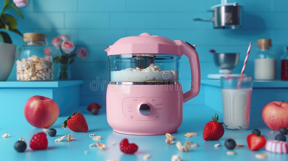A Pink Blender Sitting on a Kitchen Counter, Ready To Use Stock Image ...