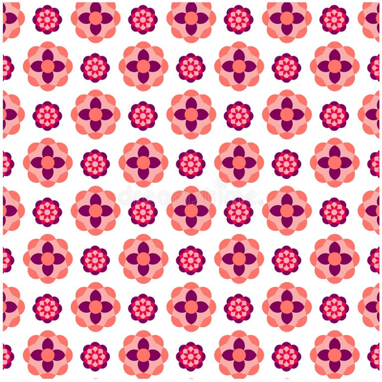 Pink Bloom Grid: Layered Flower Pattern Repeat Stock Illustration ...