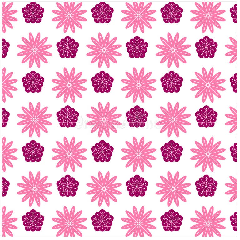 Pink Bloom Grid: Retro Flower Pattern Repeat Stock Illustration ...