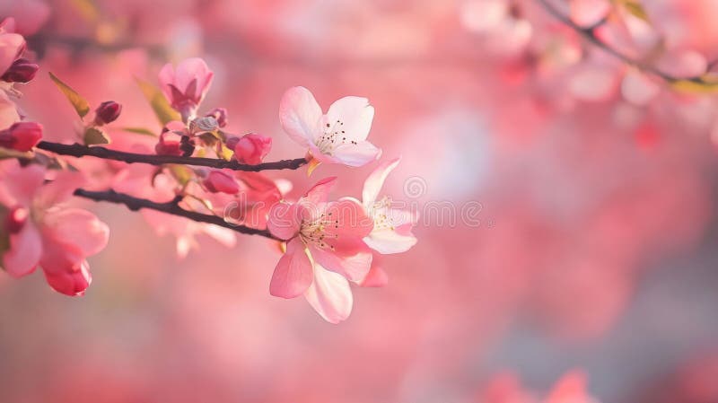 Pink Blossom Close Up Soft Focus Spring Flowers Stock Illustration ...