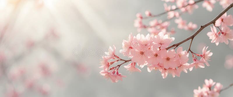 Pink Blossom Flowers Soft Sunlight Spring Nature. Stock Photo - Image ...