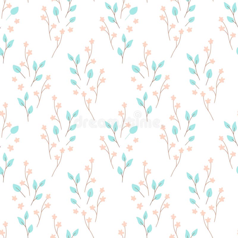 S Eamless Pattern Pink Blossom and Leaves Branches Stock Vector ...