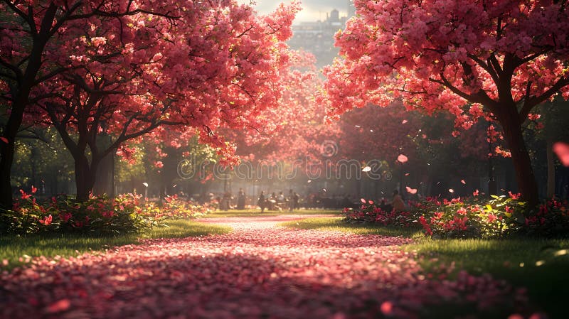 Pink Blossom Pathway stock illustration. Illustration of whimsical ...