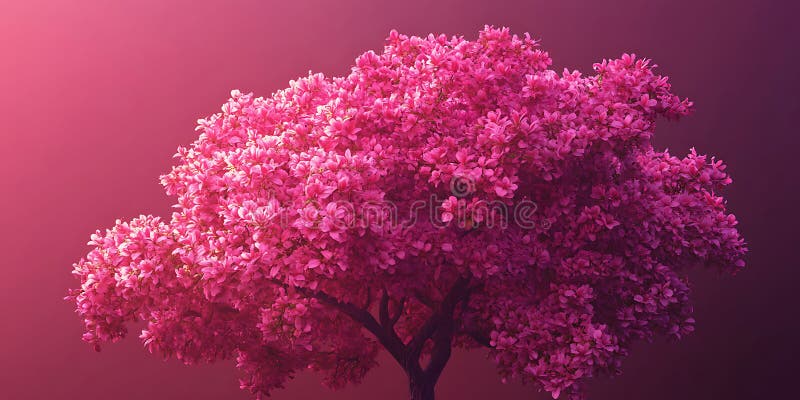 Pink Blossom Tree a Dreamlike Springtime Scene Stock Illustration ...