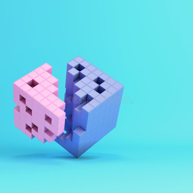 Pink and Blue Abstract Cube Structure on Bright Blue Background in ...