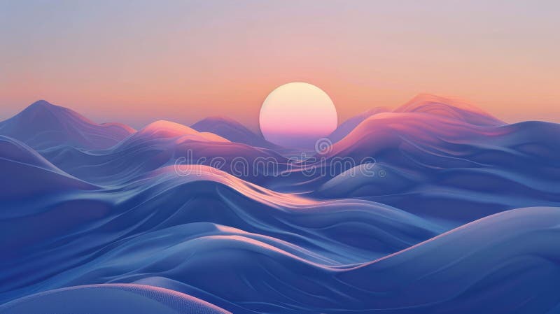 Pink and Blue Abstract Landscape Painting. AIG51A Stock Illustration ...