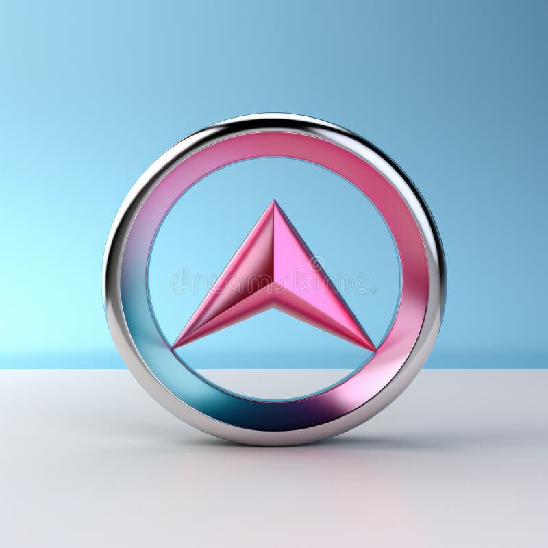 A Pink and Blue Arrow in a Circle on a Blue Background Stock ...