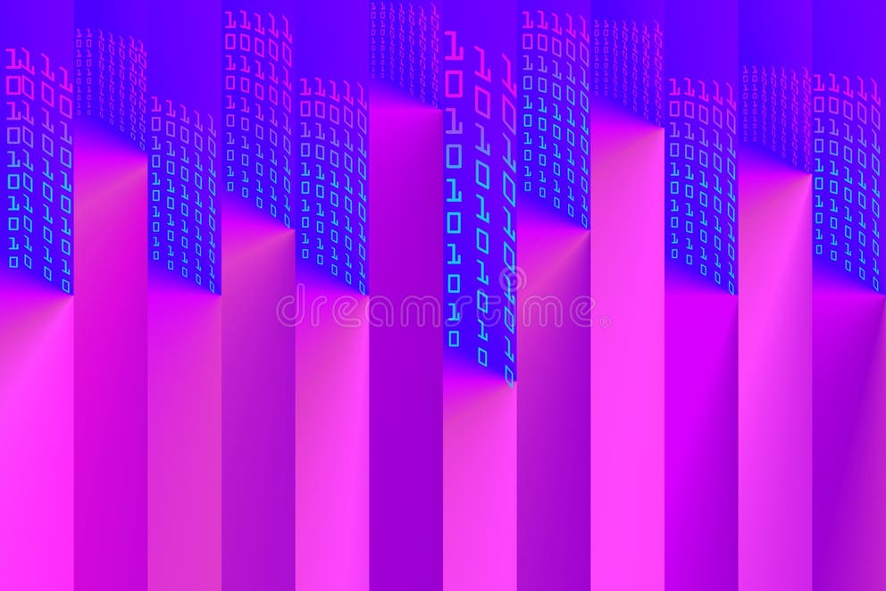 Pink and Blue Background with Binary Code. Stock Vector - Illustration ...