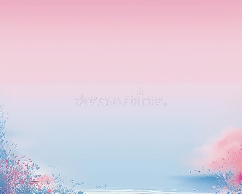 A Pink and Blue Background with Flowers and Water Stock Illustration ...