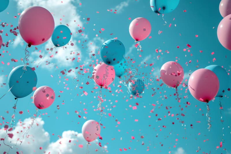 Pink and Blue Balloons Being Released Stock Image - Image of atmosphere ... Pink and Blue Balloons Being Released Stock Image - Image of atmosphere ...