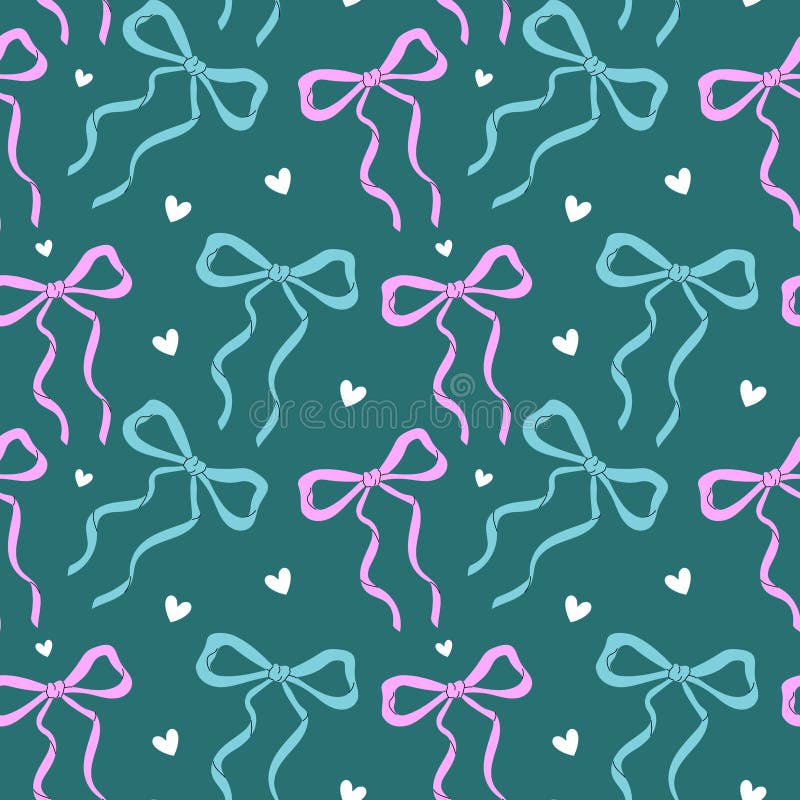 Pink and Blue Bow Pattern stock illustration. Illustration of girly ...