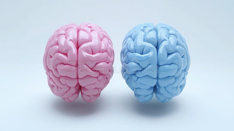 Pink and Blue Brain Halves, Representing Left and Right Hemispheres ...