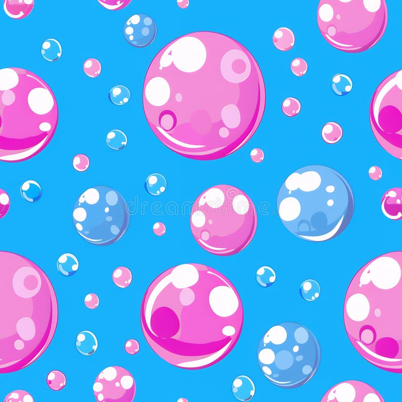 Pink and Blue Bubbles on a Blue Background Stock Illustration ...