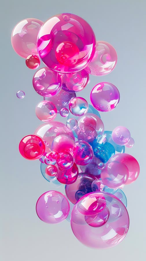 A Pink and Blue Bubbles Floating in the Air Stock Image - Image of ...