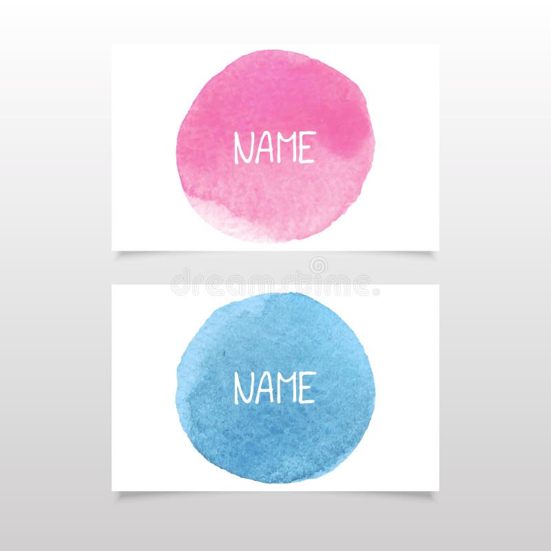 Pink and Blue Business Card Vector Watercolor Stock Vector ...