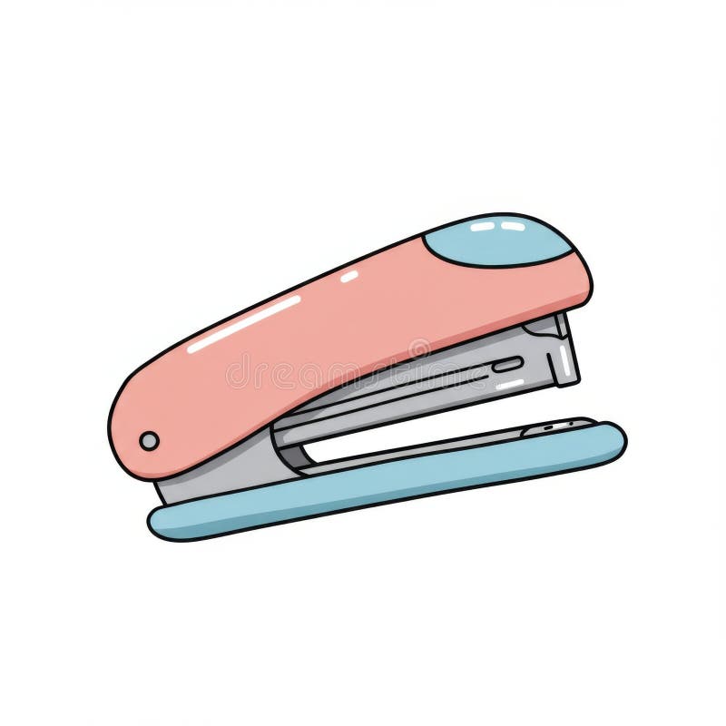 Pink and Blue Cartoon Stapler Illustration Stock Illustration ...