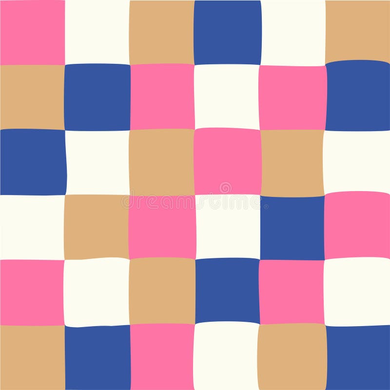 Pink Blue Checkerboard Retro Colors Vector Seamless Pattern. Grid Tile ...