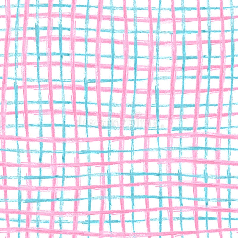 Pink and Blue Checkered Background. Seamless Grid of Pencil Lines Stock ...