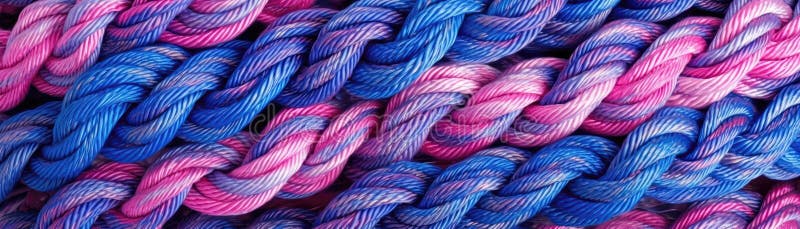 Pink Blue Close Up Very Detailed Pattern of Ropes Panoramic Banner ...