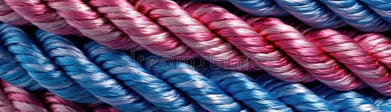 Pink Blue Close Up Very Detailed Pattern of Ropes Panoramic Banner ...