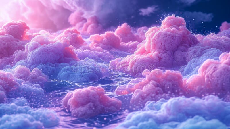 A Pink and Blue Cloud Formation in the Sky, AI Stock Illustration ...