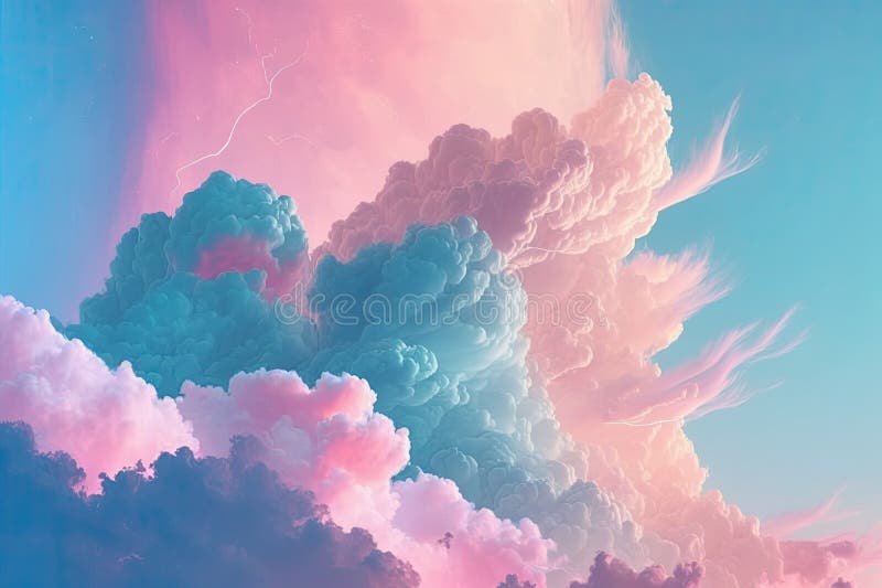 Pink and Blue Clouds in a Clear Sky. the Natural Abstract Background of ...