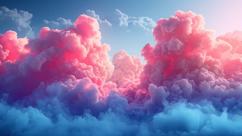 Pink and Blue Clouds in the Sky Stock Illustration - Illustration of ...