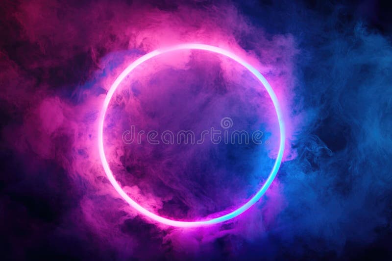 A Pink and Blue Colored Ring Surrounded by Wispy Smoke Stock Image ...