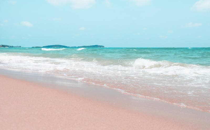 Pink and Blue Colours, Waves on the Sand Beach Stock Photo - Image of ...