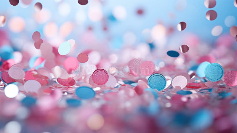 Pink and Blue Confetti on a Blue Background Stock Illustration ...
