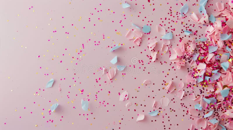 Pink and Blue Confetti on Pink Background Stock Illustration ...
