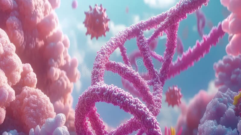 Pink and Blue Dna Double Helix, Futuristic Science Background Pink ...