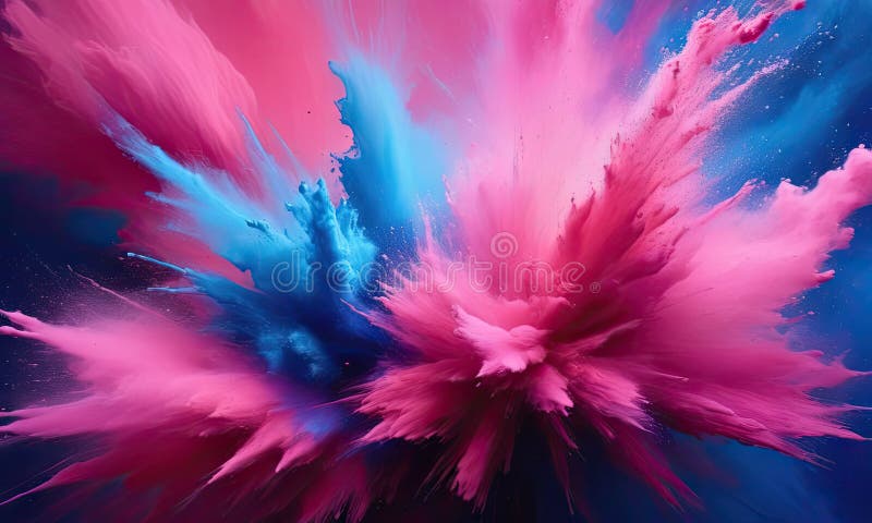 A Pink and Blue Explosion of Powdery Substance. Stock Illustration ...
