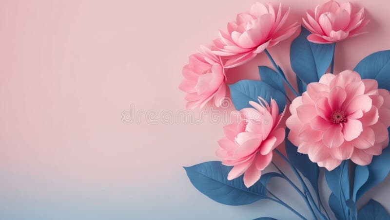 Pink and Blue Floral Background with Copy Space. Stock Photo - Image of ...