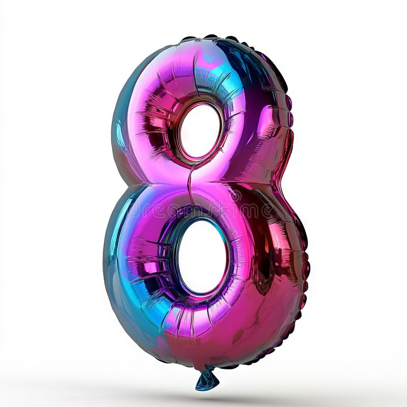 A Pink and Blue Foil Balloon Shaped Like the Number Eight Stock Image ...