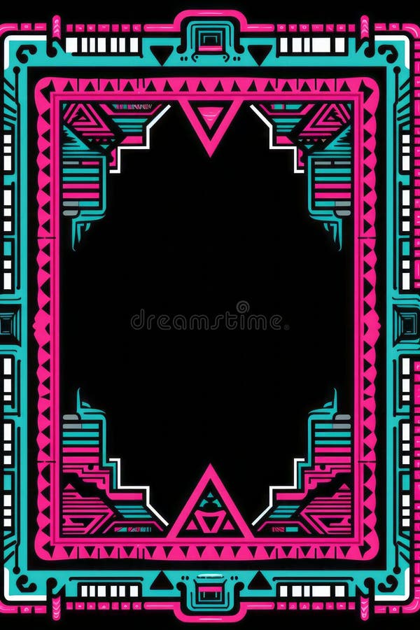 A Pink and Blue Frame with a Tribal Design Stock Illustration ...