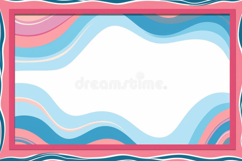 A Pink and Blue Frame with Waves on it Stock Illustration ...