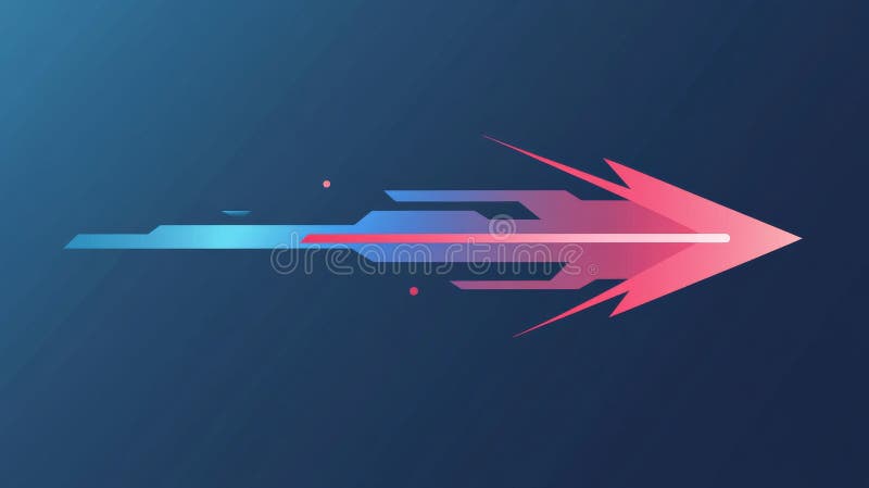 Pink and Blue Futuristic Arrow Flying on Dark Background Stock ...