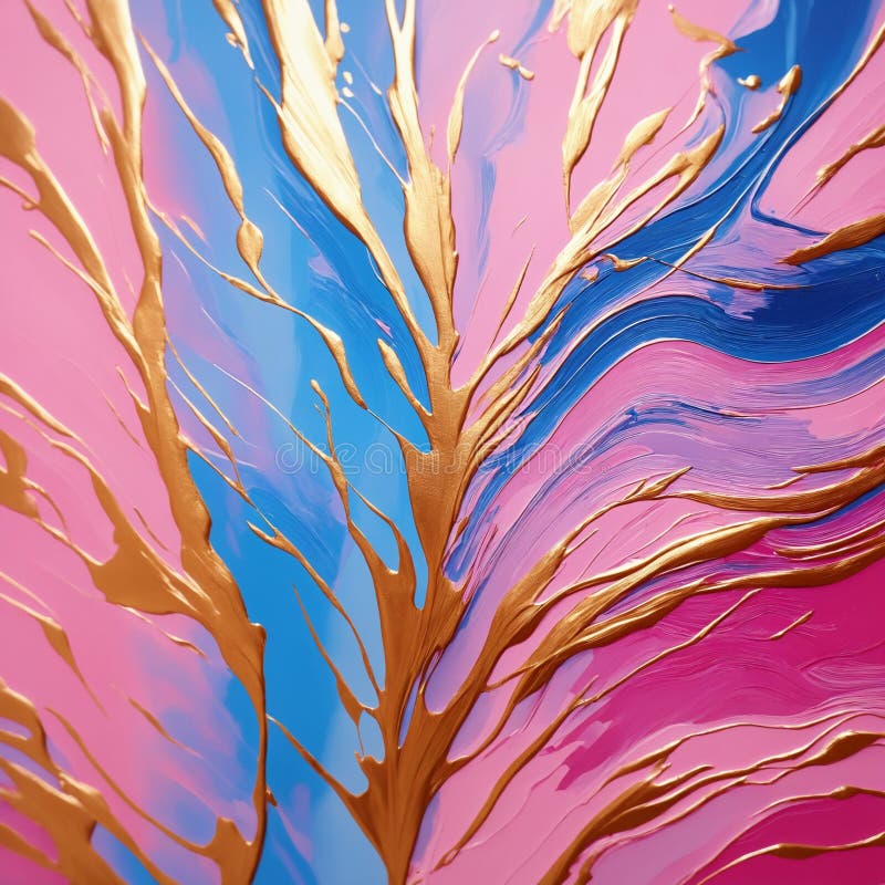 Pink blue and gold paint stock illustration. Illustration of gold ...