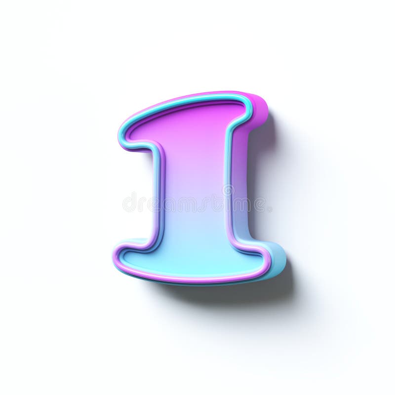 Pink Blue Gradient Cartoon Font Number 1 ONE 3D Stock Illustration ...