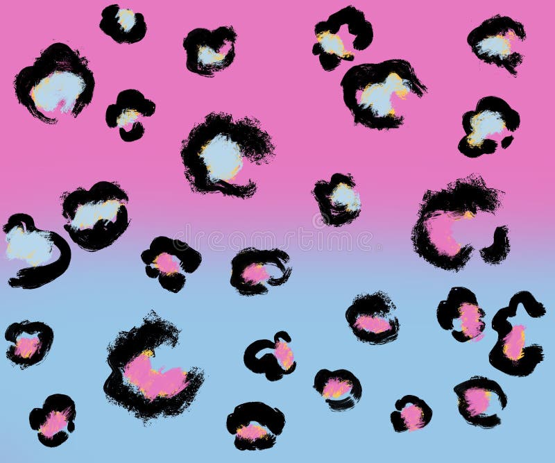 Pink and Blue Gradient Leopard Seamless Pattern Stock Illustration ...