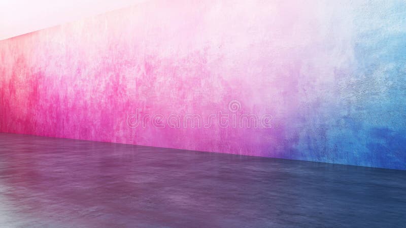Pink and Blue Gradient Wall with Concrete Floor Stock Illustration ...