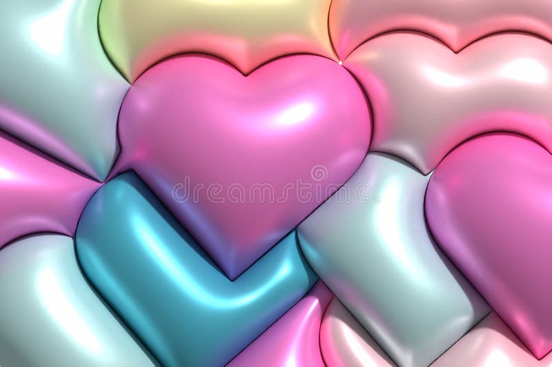 Pink and Blue Hearts, 3D Rendering Illustration Stock Illustration ...