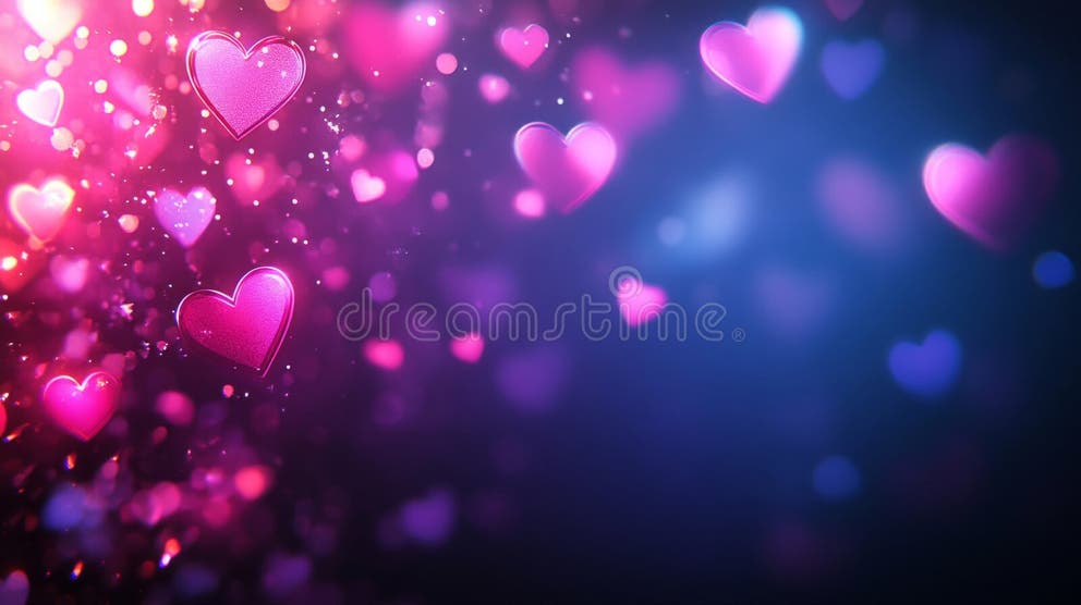 Pink and Blue Hearts Sparkle Background Design Stock Illustration ...