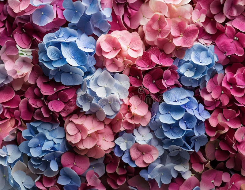 Pink and Blue Hydrangeas stock illustration. Illustration of ...