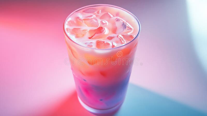 Pink and Blue Layered Ice Drink in Glass Stock Illustration ...