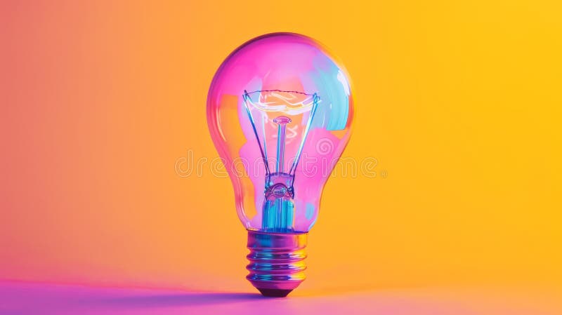 Pink and Blue Light Bulb on Yellow and Pink Background Stock Image ...