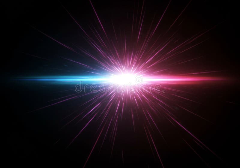 Pink and Blue Light Burst on Black Background Stock Illustration ...