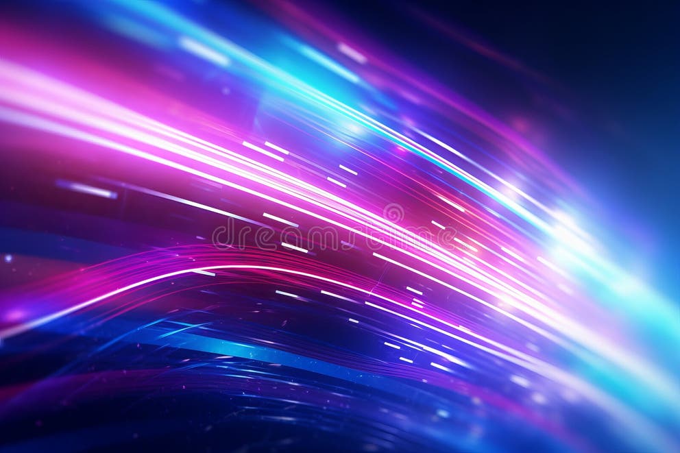 Pink and Blue Lines on a Dark Background. Gradient Flowing Wave Lines ...